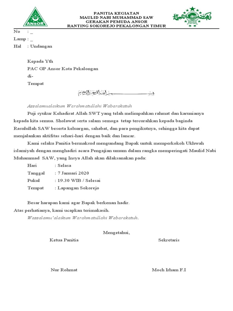 Undangan PAC Ansor | PDF