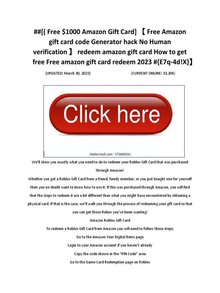Free $1000 Amazon Gift Card) 【 Free Amazon gift card code Generator hack No Human verification ...