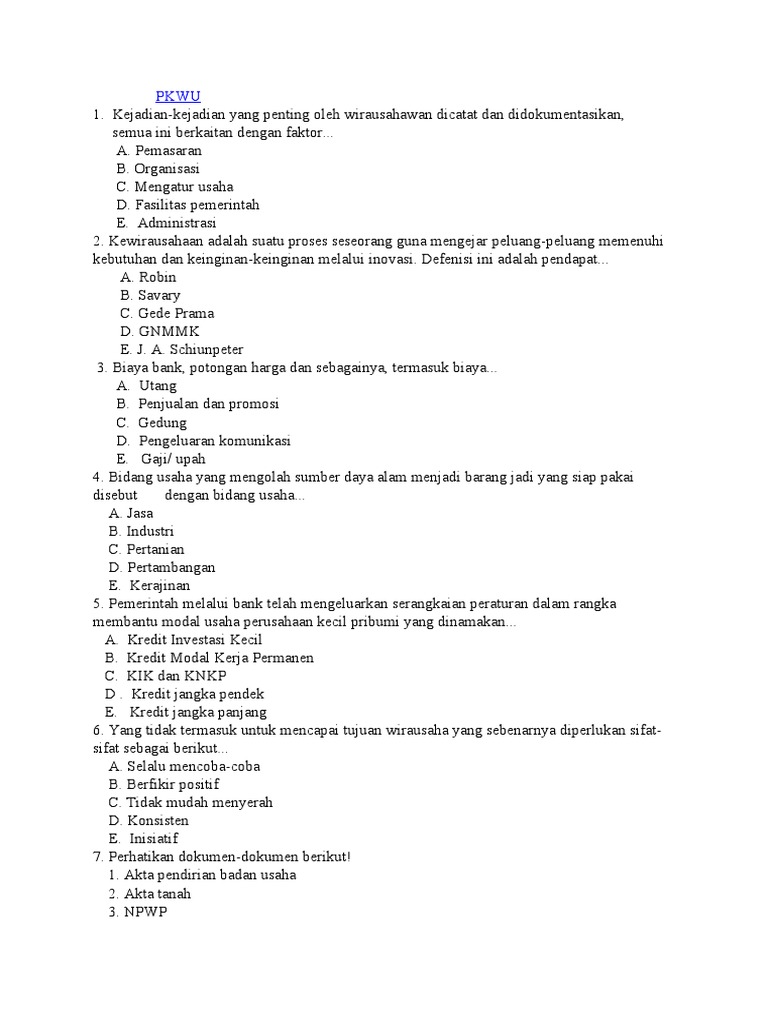 Soal PKWU | PDF
