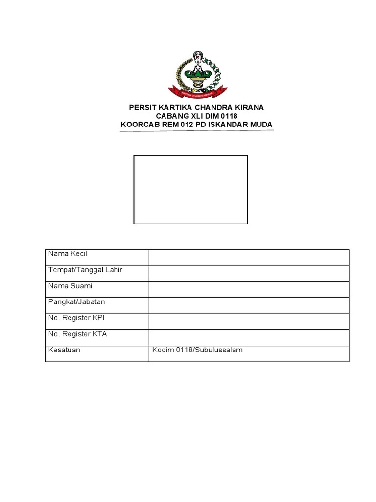 Lembar Registrasi Kta Dan Kpi | PDF