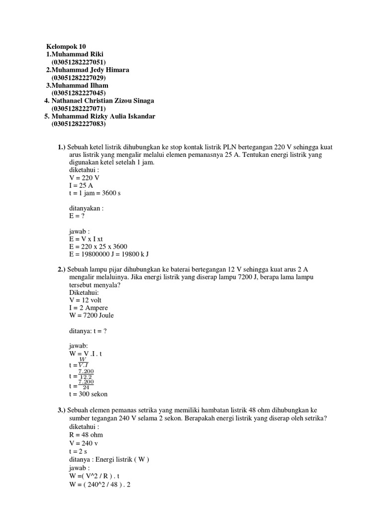 Perhitungan Energi dan Biaya Listrik | PDF | Sains & Matematika