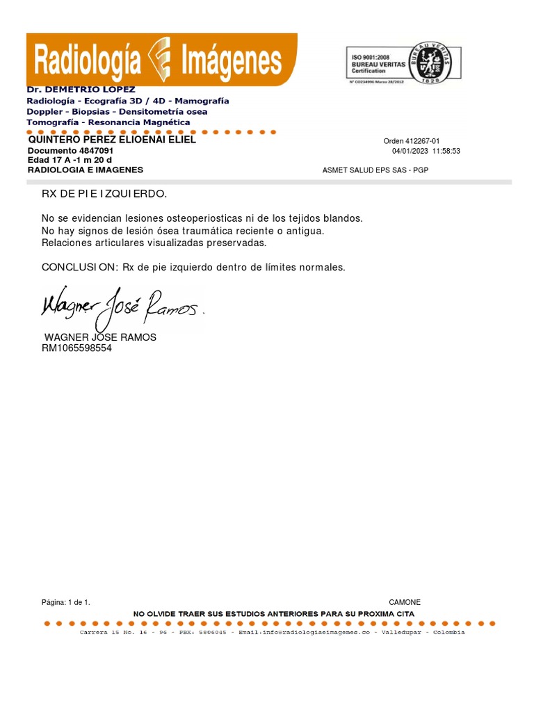 RX de Pie Izquierdo | PDF