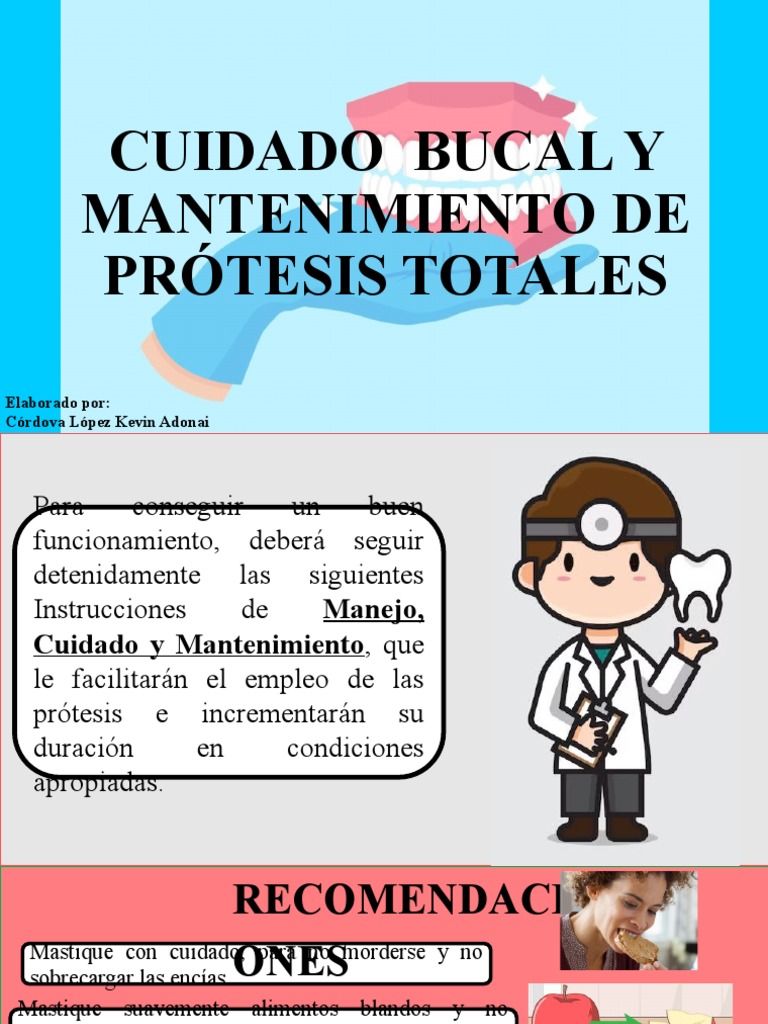 Cuidado Bucal y Mantenimiento de Prótesis Totales | PDF