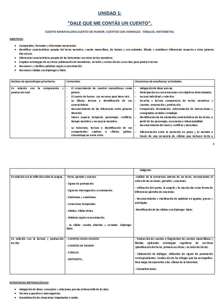 Unidad 1-2-3-4 Lengua Cuarto Grado. 2023 | PDF | Narración | Cuentos