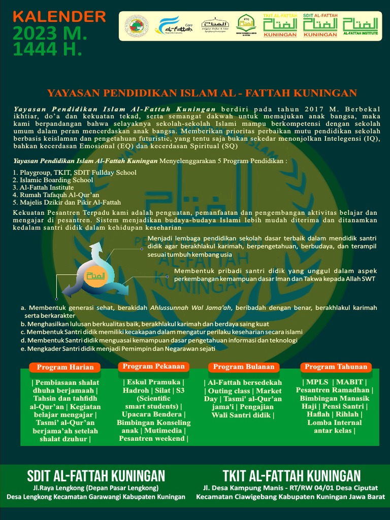 Kalender Program Kegiatan Pendidikan Yayasan Pendidikan Islam Al-Fattah ...