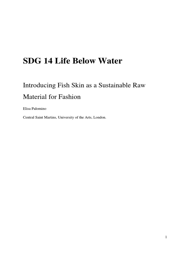SDG 14 Life Below Water Introducing Fish Skin As A Sustainable Raw ...