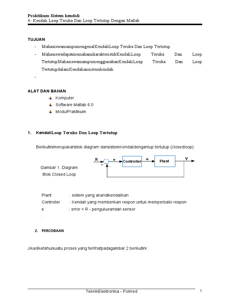 4 - Kendali Loop Teruka Dan Loop Tertutup Dengan Matlab | PDF | Metode ...
