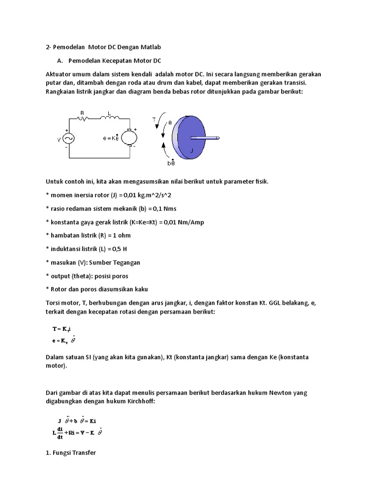 Pemodelan Motor DC dengan MATLAB | PDF