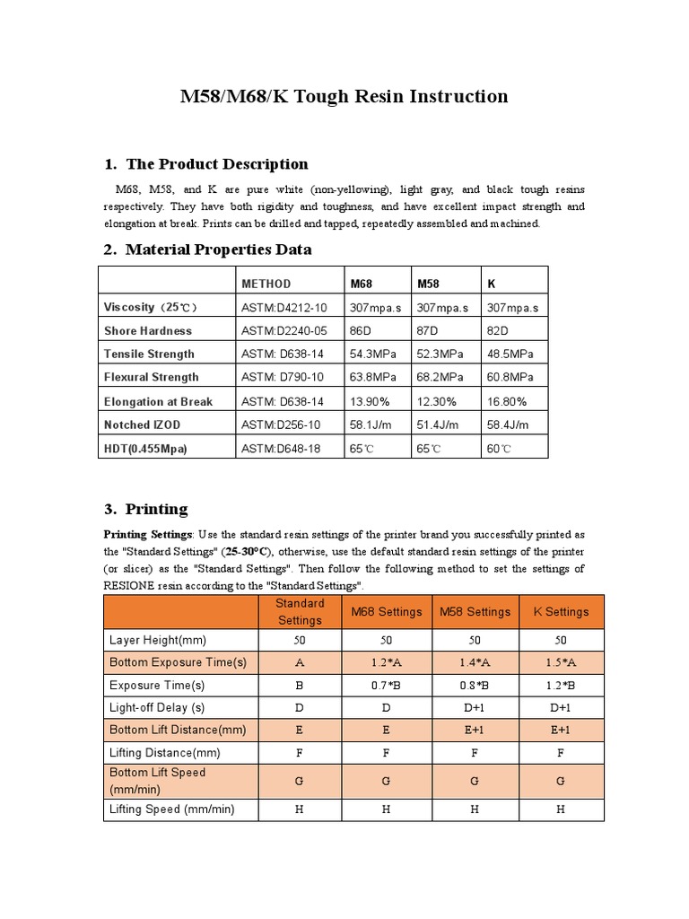 M58 M68 K Resin Instruction | PDF | Secondary Sector Of The Economy ...