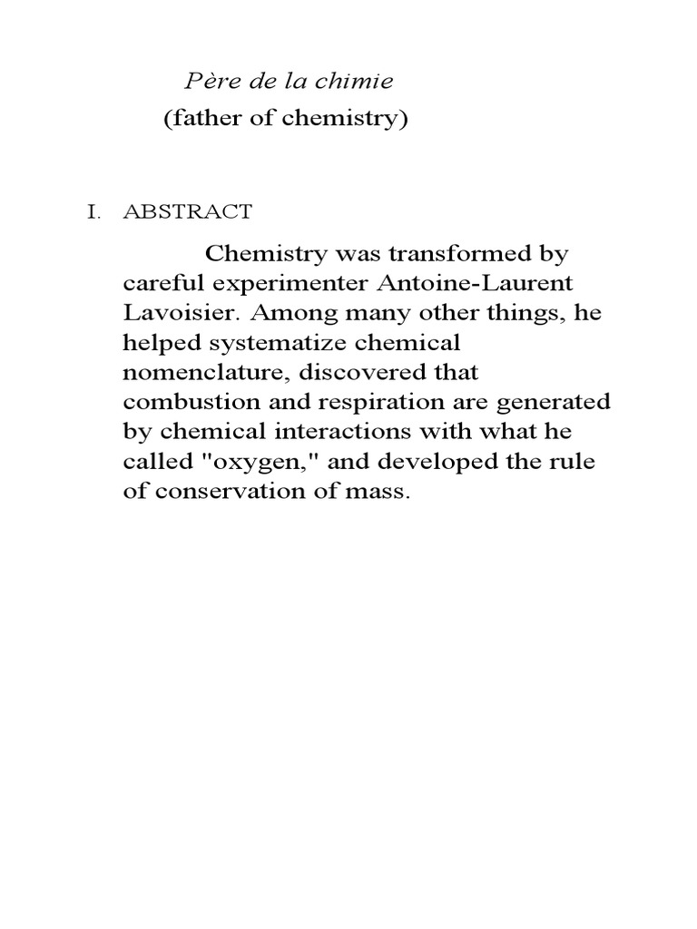 Father of Chemistry | PDF | Chemistry | Oxygen
