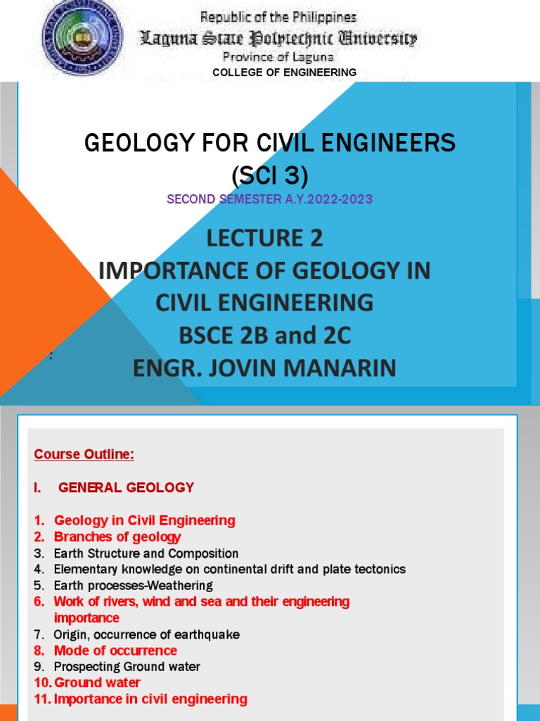 Lecture No. 2 Importance of Geology in Civil Engg | PDF | Sedimentary Rock | Rock (Geology)