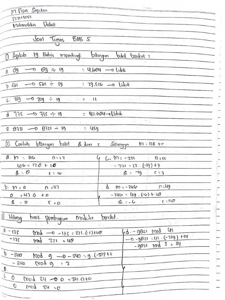 Tugas 5 Mtk Diskrit M Rizal Saputra 22343055 Pdf