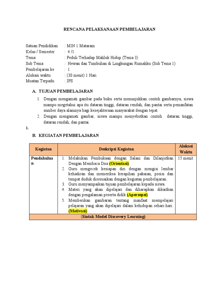 RPP Kelas 4B Nurul Firadenti . | PDF