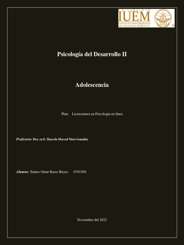Desarrollo físico, psicológico y social durante la adolescencia | PDF | Adolescencia | Adultos