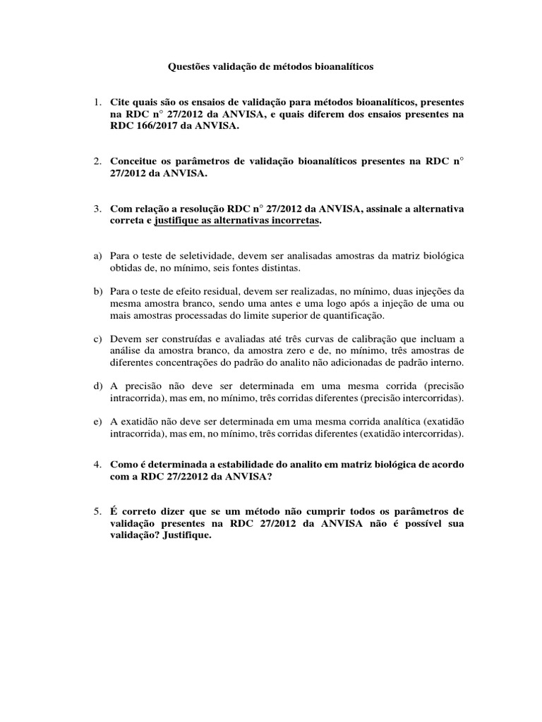 Questões RDC 27 | PDF