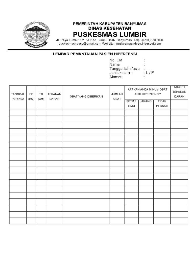 Lembar Pemantauan Pasien Hipertensi | PDF