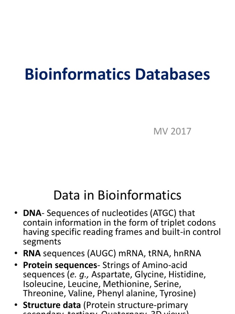 Databases Bioinformatics | PDF | Protein Data Bank | Biochemistry