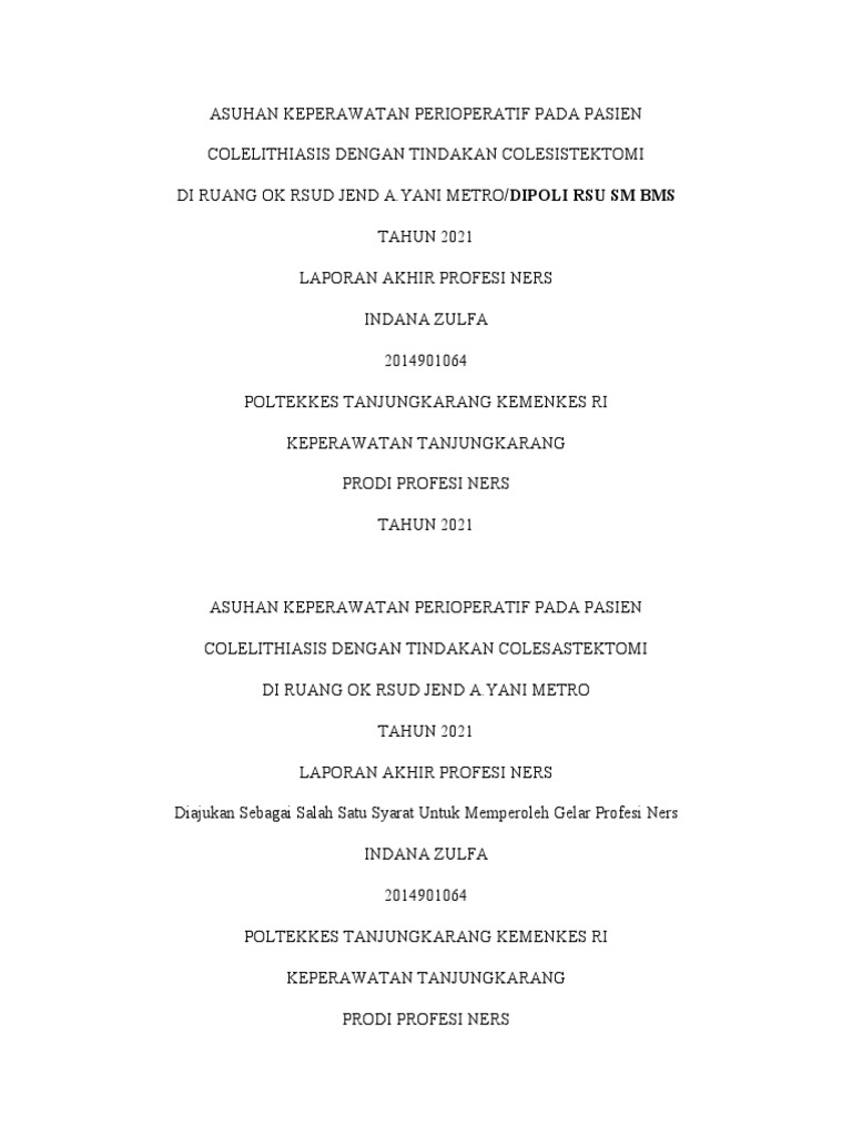 Asuhan Keperawatan Perioperatif Pada Pasien | PDF | Kesehatan Holistik | Sains & Matematika