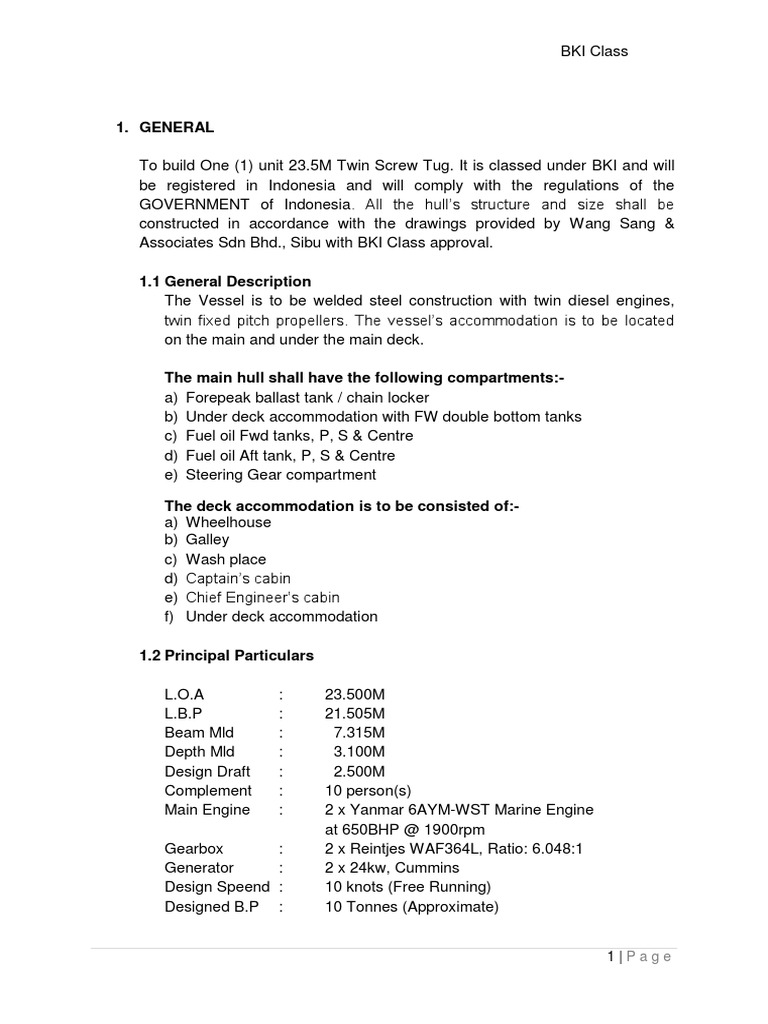23.5m Tug BKI | PDF | Door | Marine Propulsion