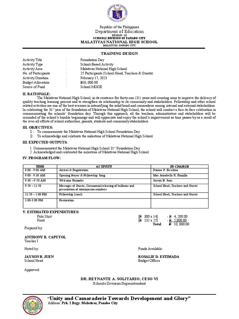 Foundation Day Training Design | PDF