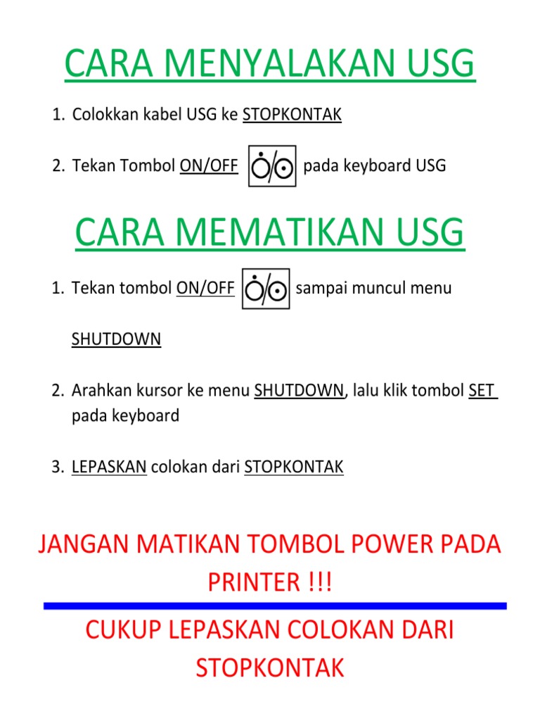 Cara Menyalakan Usg | PDF
