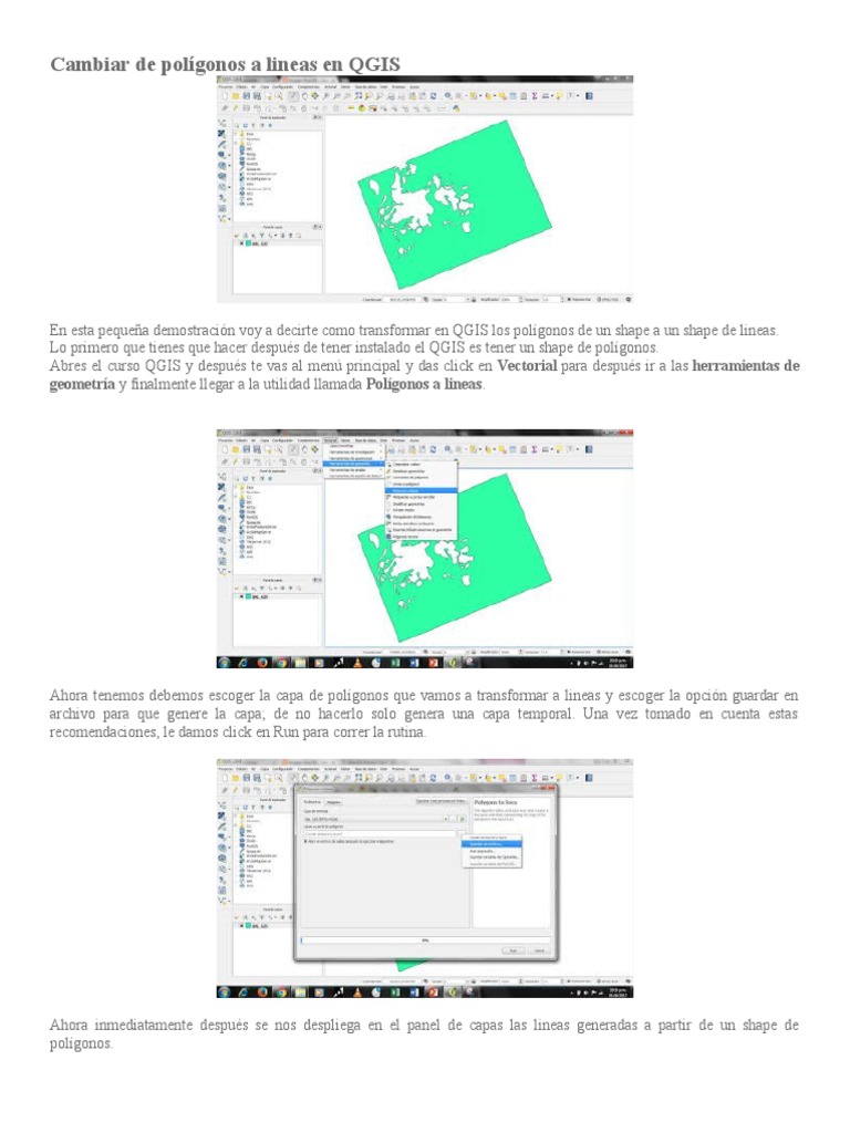 QGIS-Cambiar de polígonos a lineas | PDF