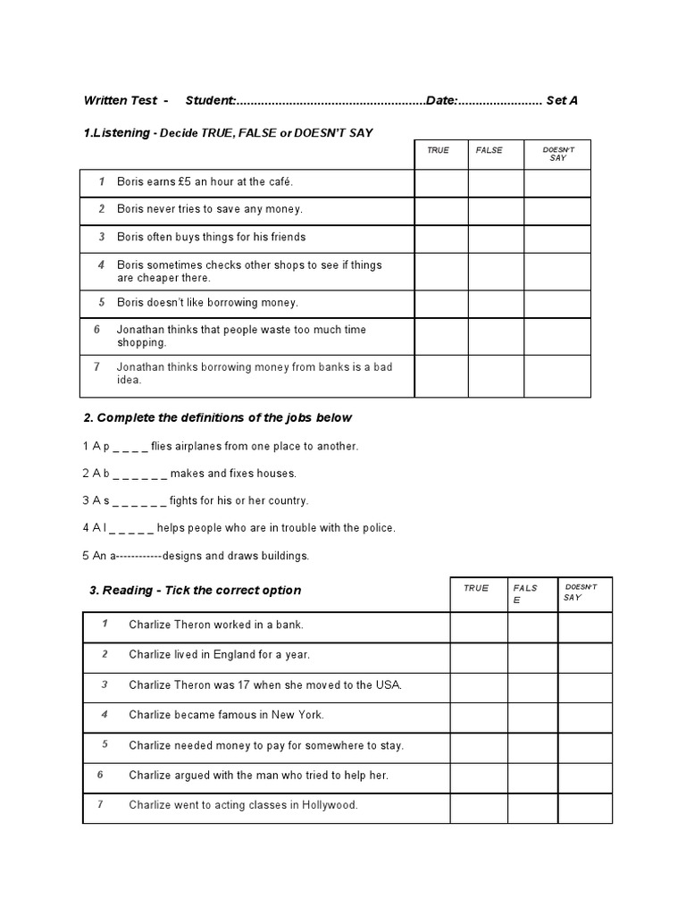 English Test for Students | PDF