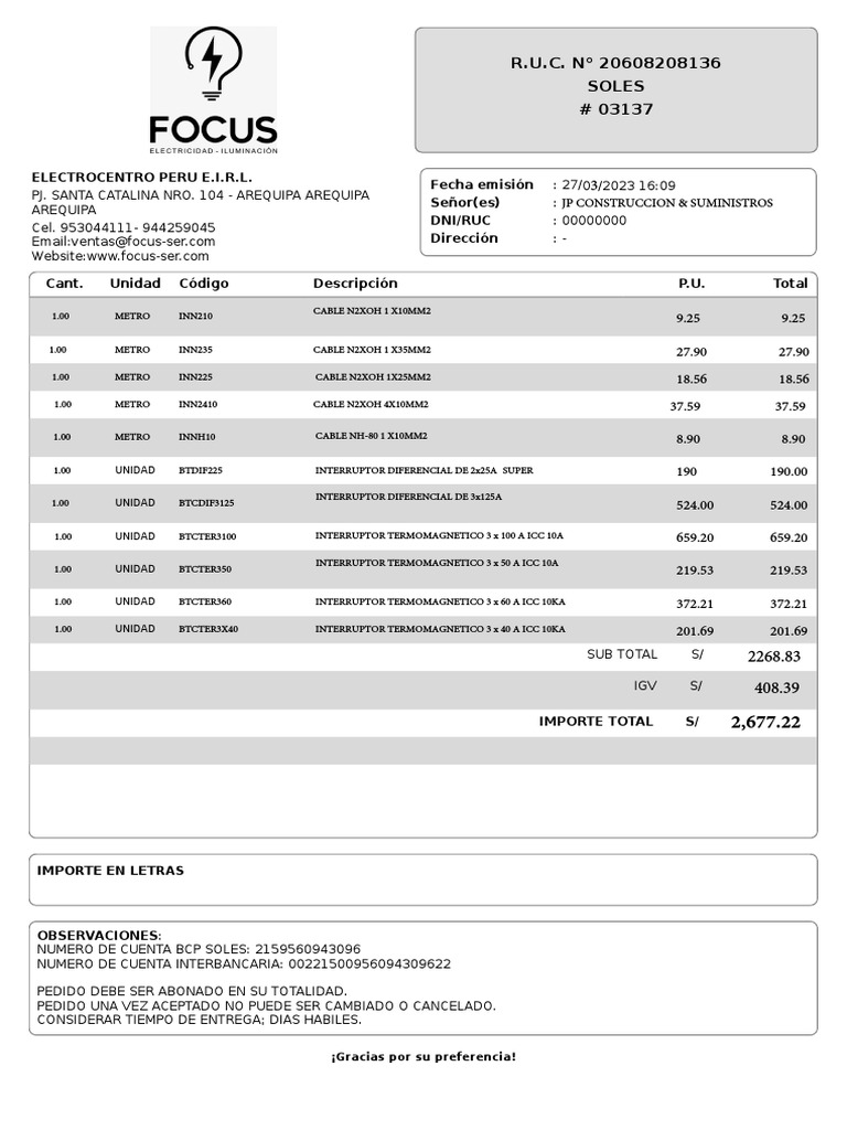 Cotizacion 3137 | PDF