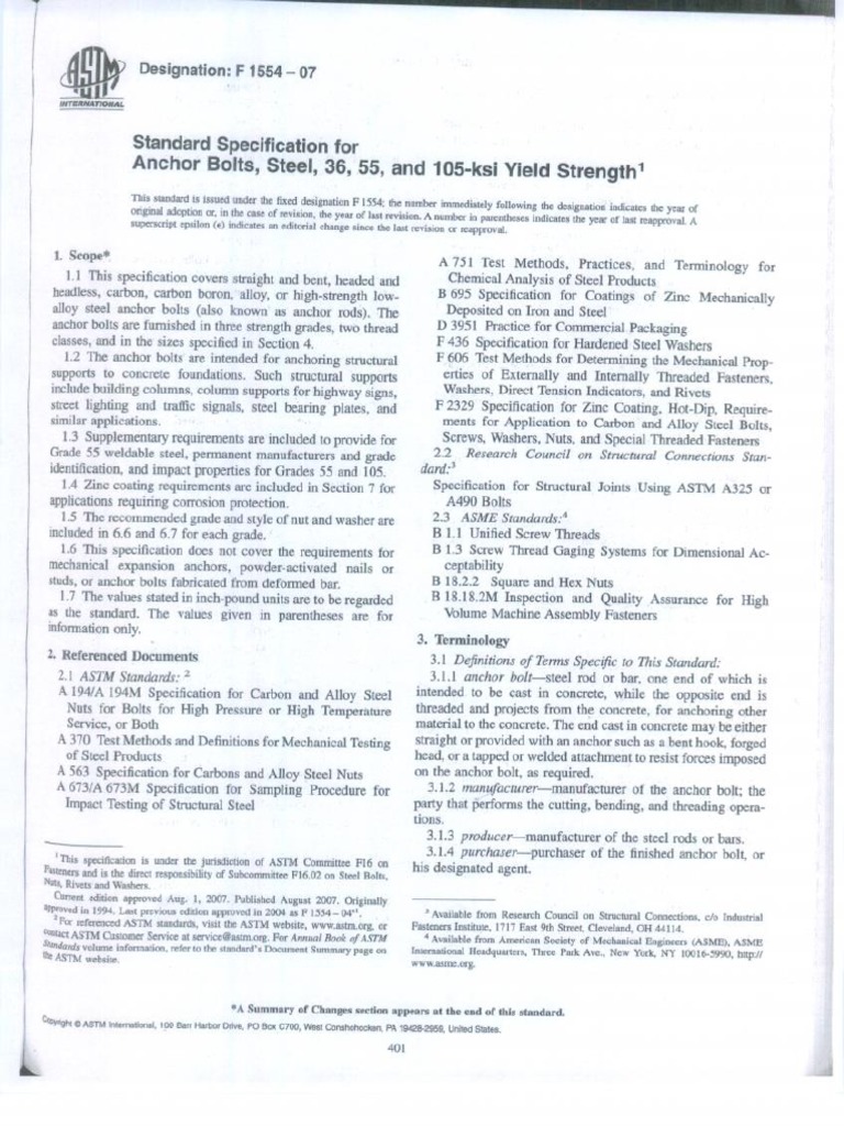 Astm f1554 Spec | PDF