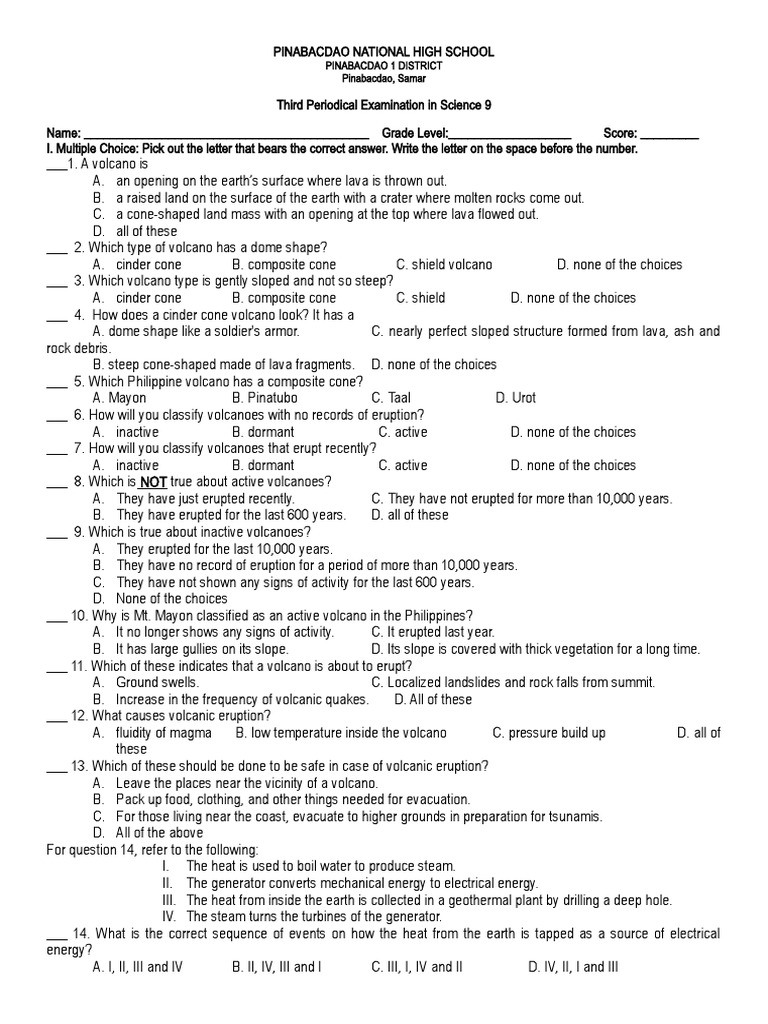 Science 9 Third Periodic Exam with Answers | PDF | Greenhouse Effect | Greenhouse Gas