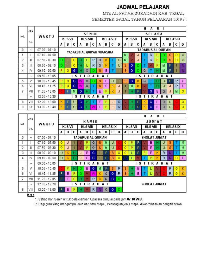 12b. JADWAL PELAJARAN GASAL 1920-Print | PDF