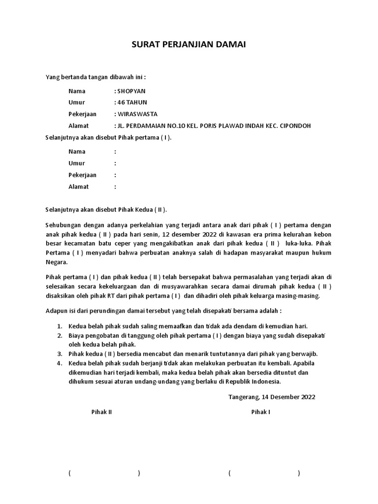 Surat Perjanjian Damai | PDF