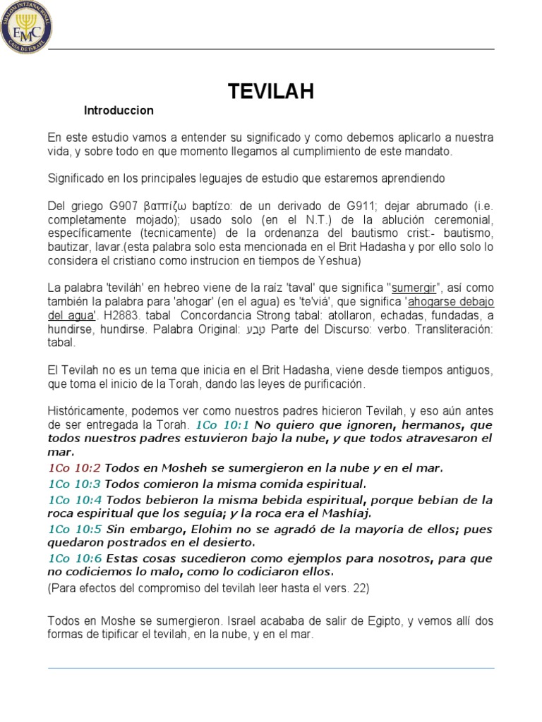 Tevilah: Introduccion | PDF | Jesús | Libro del éxodo