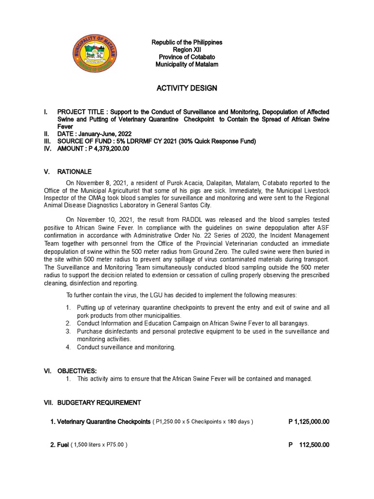 ASF Quarantine Checkpoint Implementation | PDF | Clinical Medicine ...