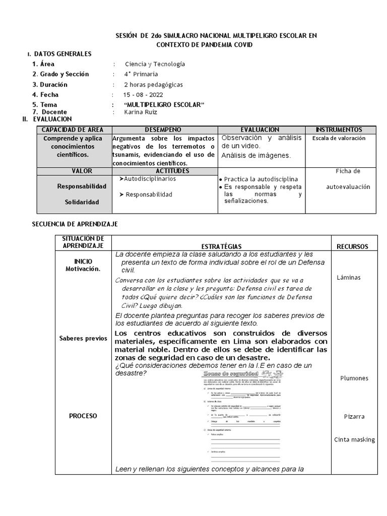 SESIÓN DE 2do SIMULACRO | PDF | Maestros | Evaluación