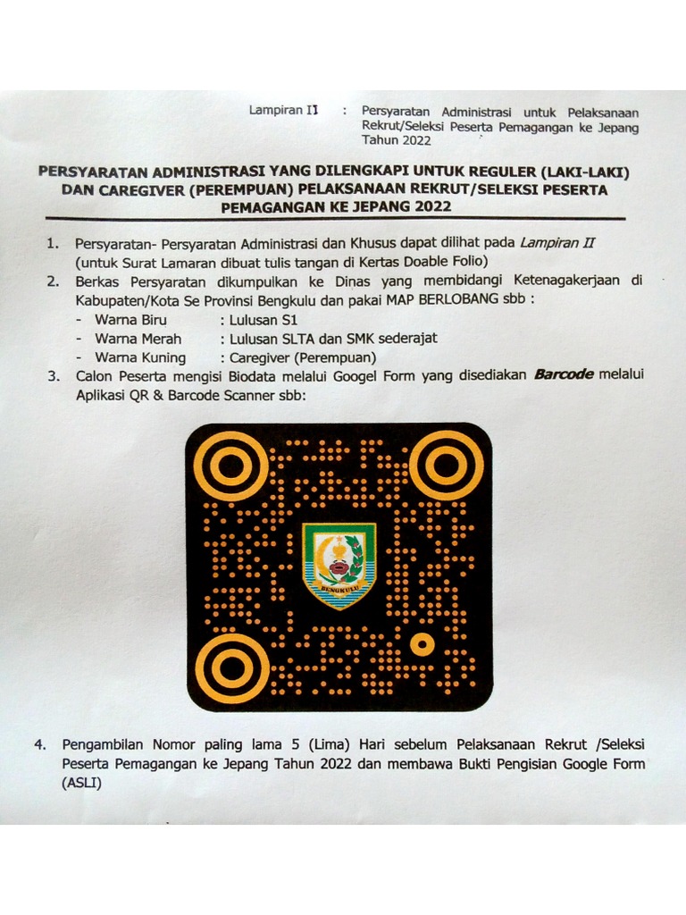 Barcode Pemagangan Jepang | PDF