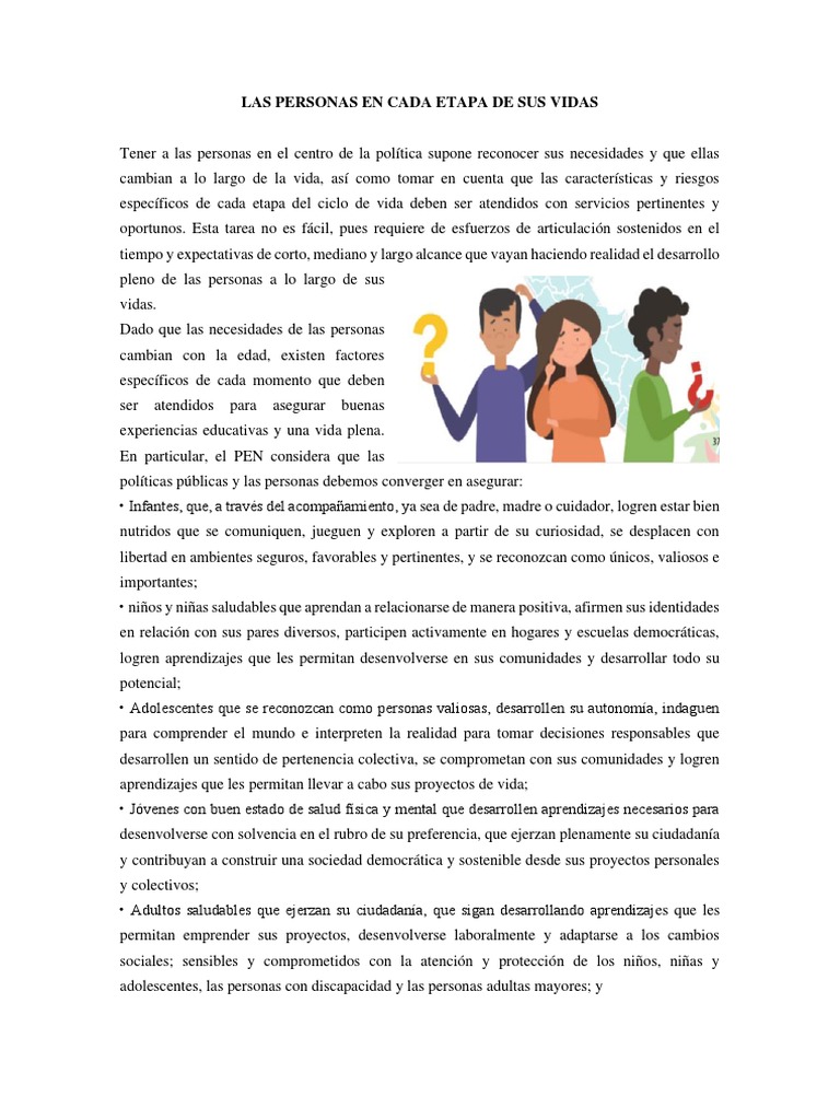 Las Personas en Cada Etapa de Sus Vidas | PDF | Adultos | Ciencias del ...