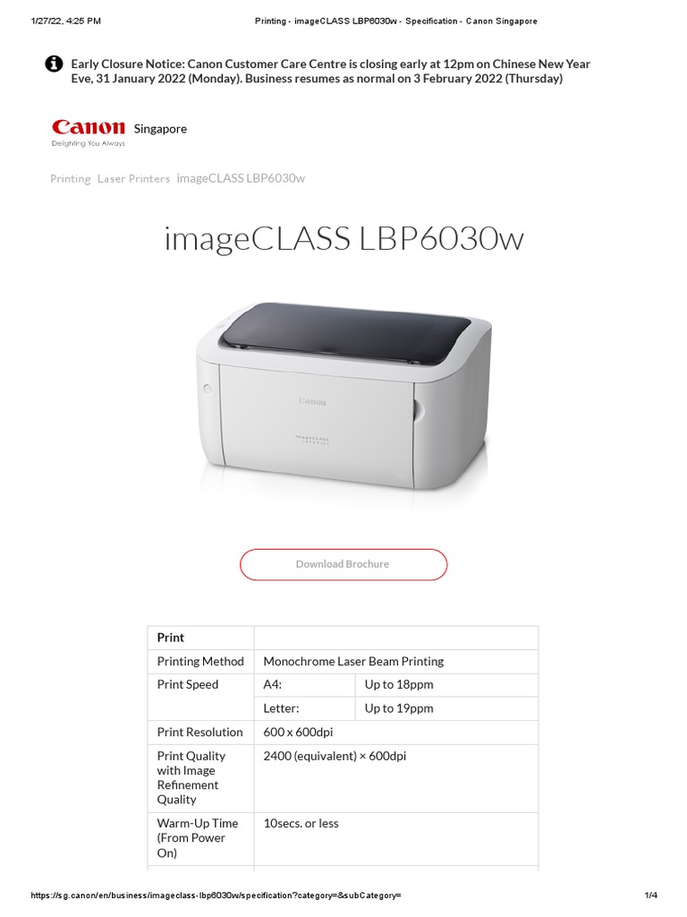 Canon Imageclass lbp6030w Laser Printer | PDF | Ip Address | Printer (Computing)