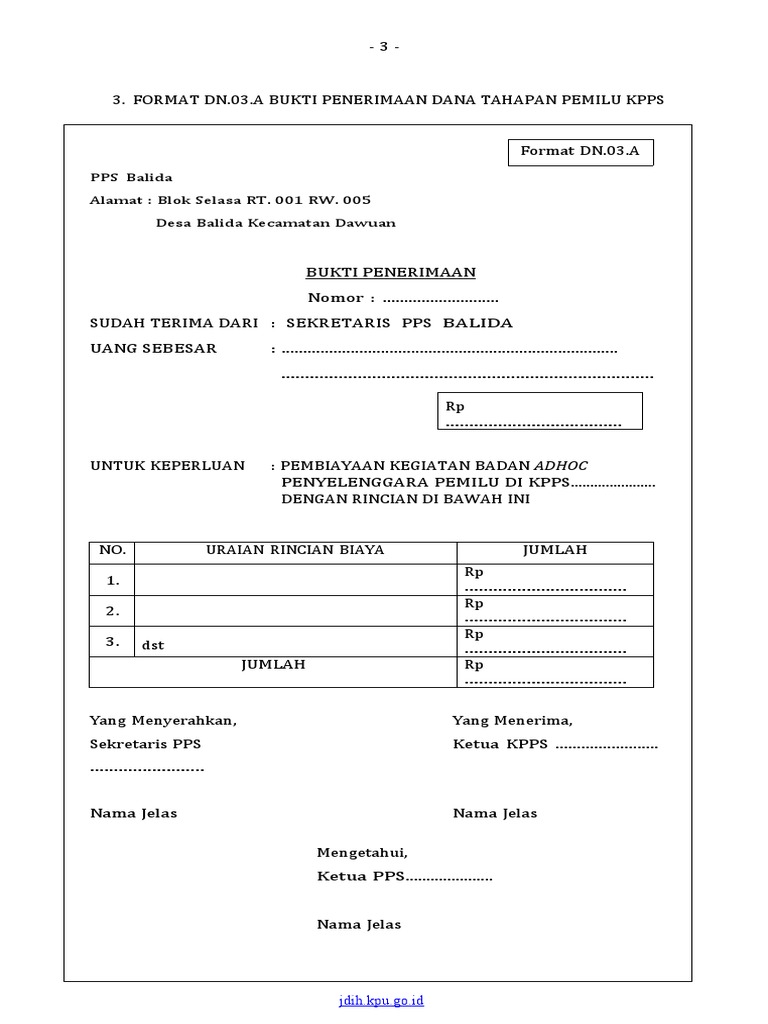 Format-Format Pertanggungjawaban Keuangan Di PPK, PPS, KPPS Pemilu 2024 | PDF
