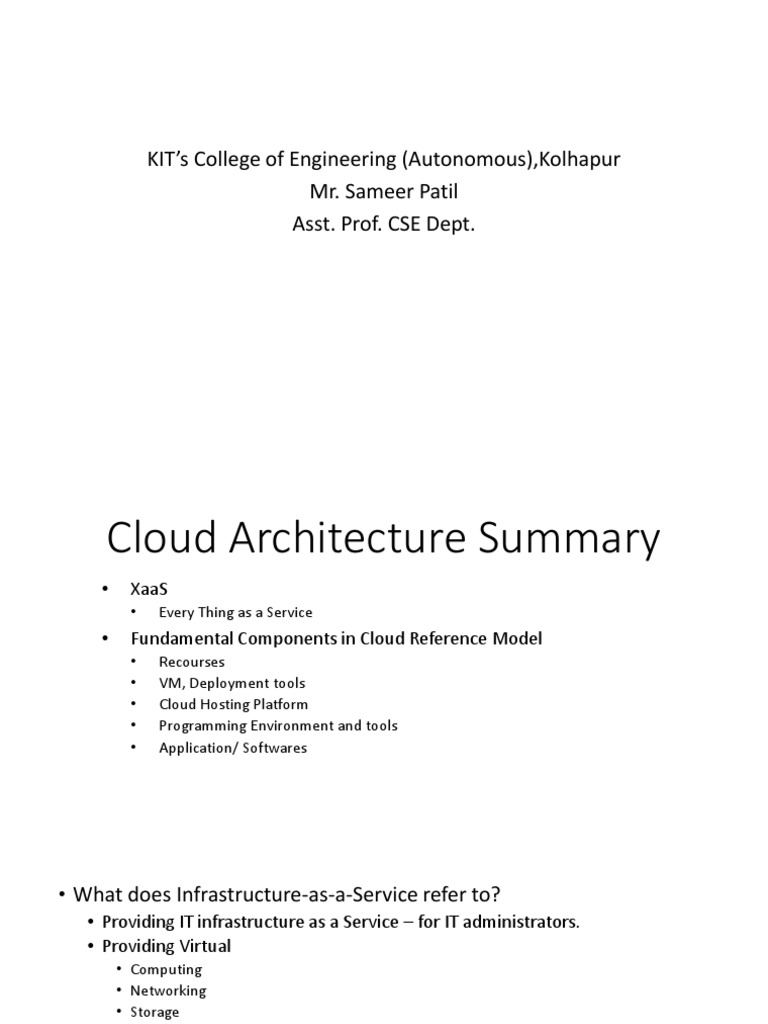 Cloud Architecture Summary | PDF | Cloud Computing | Software As A Service
