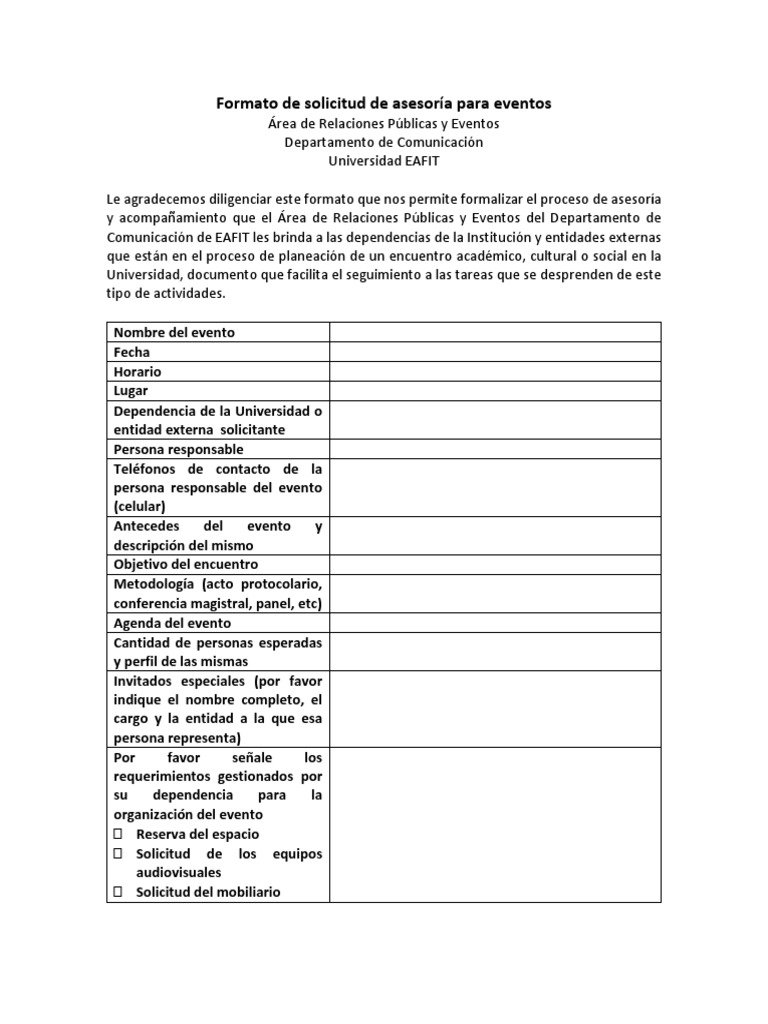 Formato Asesoria Eventos | PDF | Informática