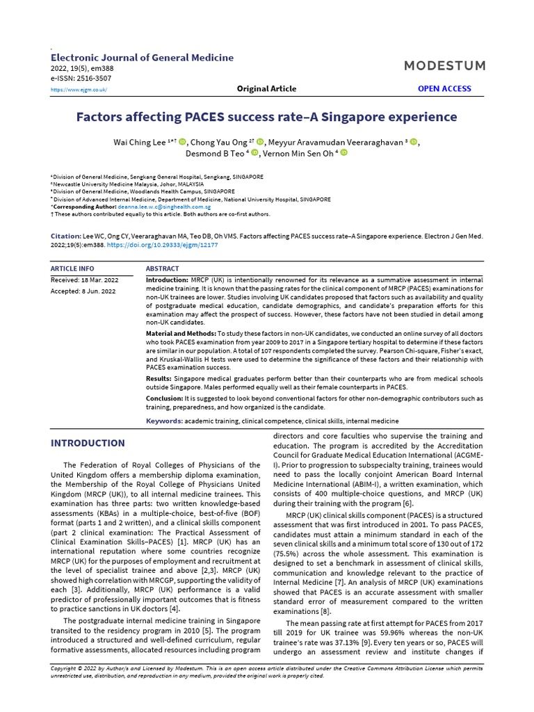 Factors Affecting Paces Success Rate A Singapore Experience 12177 | PDF ...