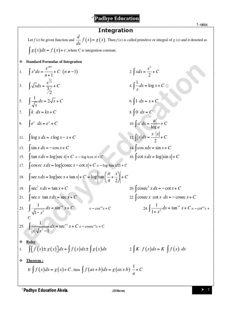 Integration: Padhye Education | PDF | Trigonometric Functions | Complex Analysis
