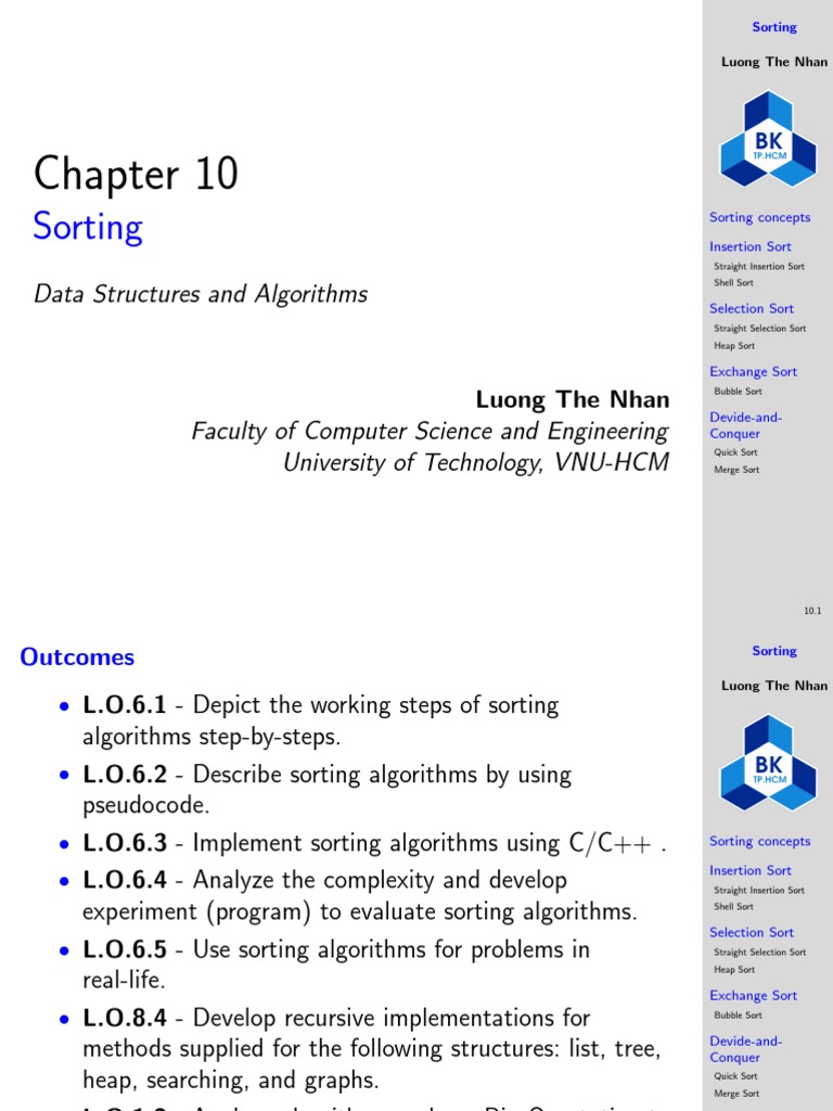 DSA Ch10 11 Sorting | PDF | Algorithms And Data Structures | Algorithms