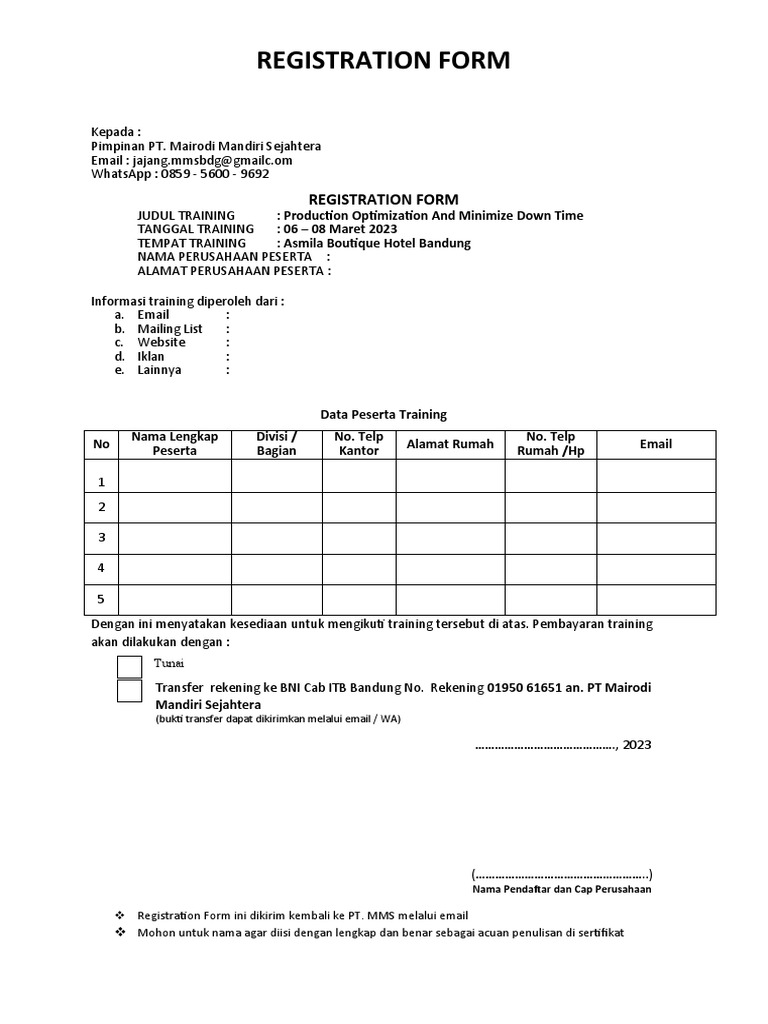 Form Registrasi | PDF