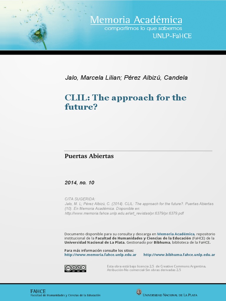 Jalo - Perez A - CLIL The Approach For The Future - 2014 | PDF | Educational Assessment | Teachers