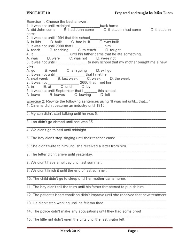 It Was Not Until ... That | PDF