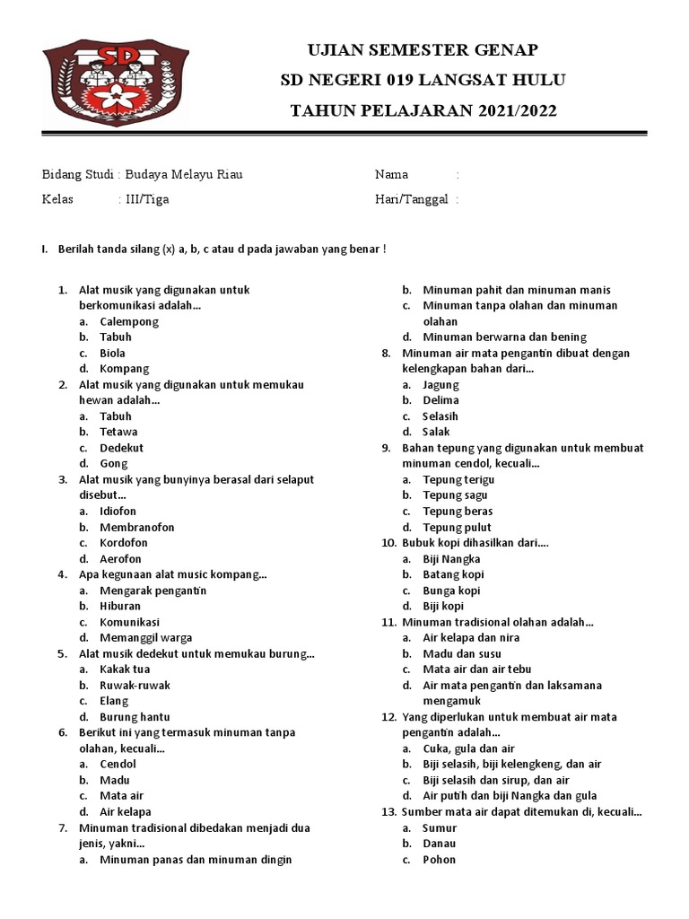 Ujian BMR Kelas Iii | PDF
