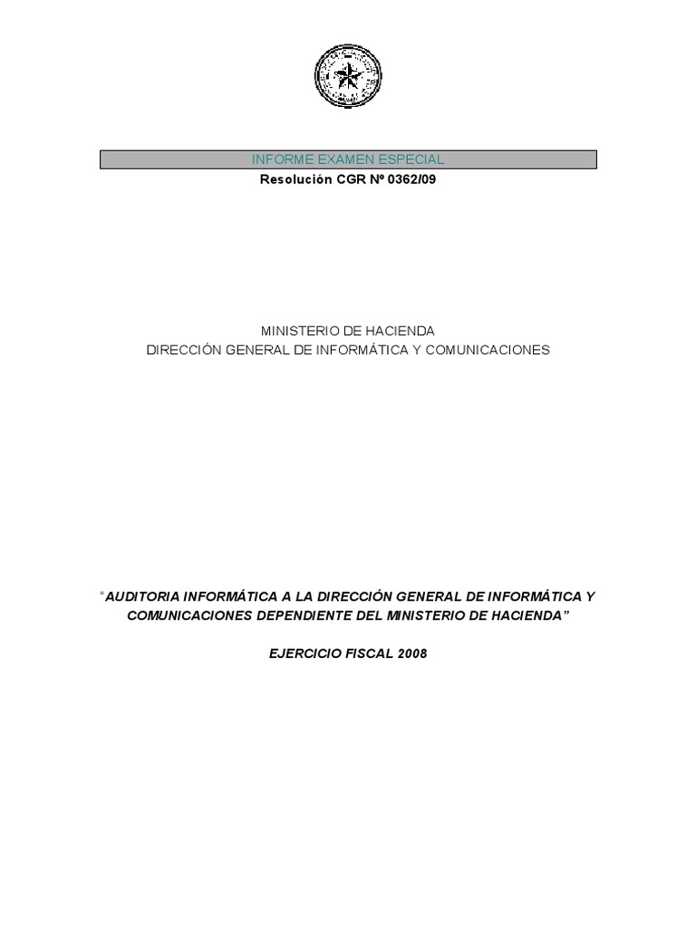 CGR - 0362 - 09 - MH DGIC - Auditoria Informatica | PDF | Auditoría | Contabilidad