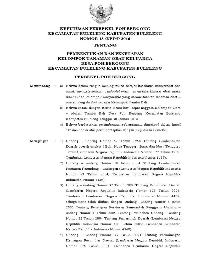 SK Pembentukan Kelompok Toga | PDF